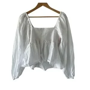 ASOS | Tops | Asos Edition White Crochet Granny Square Puff Sleeve ...